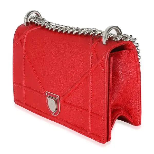 Dior Grained Calfskin Diorama Flap Bag - Red