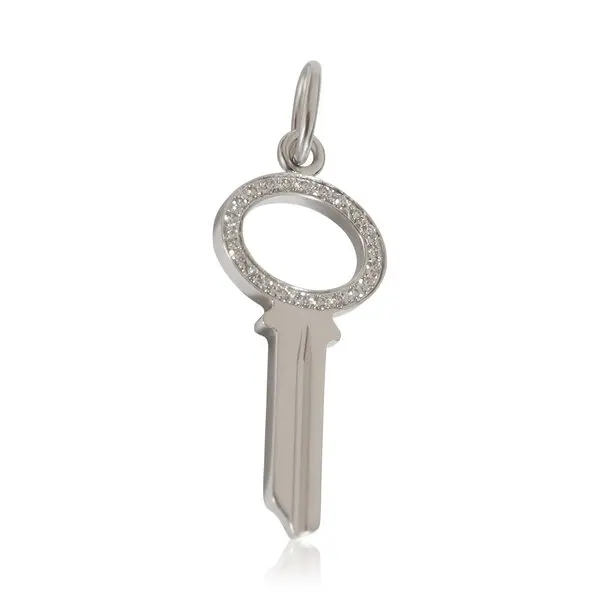 Tiffany & Co. Modern Mini Key Pendant In 18k White Gold With Diamond - White_gold