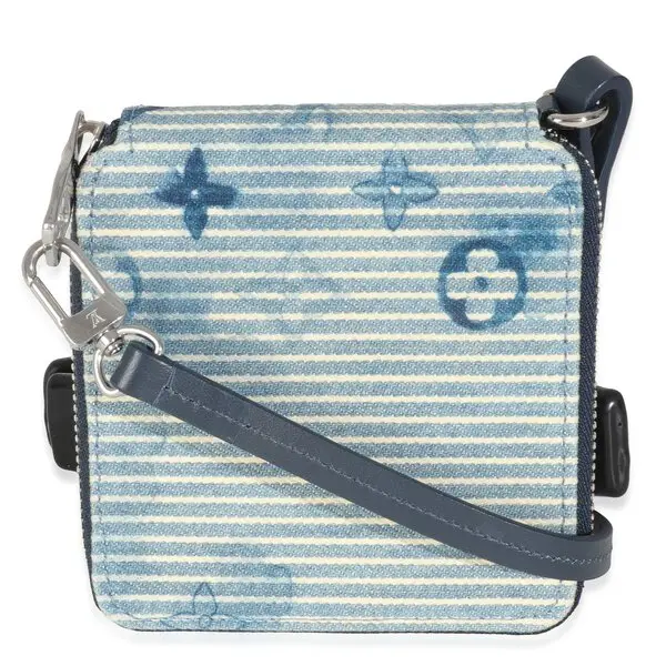 LOUIS VUITTON Hickory Stripes Denim Monogram Watercolor Wallet On Strap - Blue