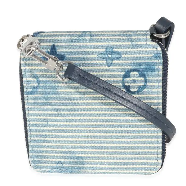 LOUIS VUITTON Hickory Stripes Denim Monogram Watercolor Wallet On Strap