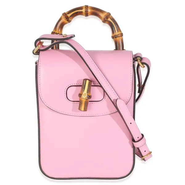 Gucci Smooth Leather Bamboo Top Handle 1947 Convertible Backpack - Pink