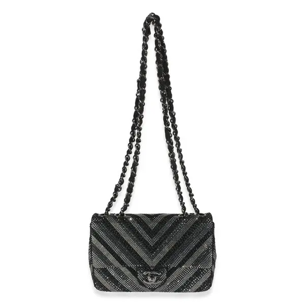 Chanel Strass Cc Chevron Flap Bag