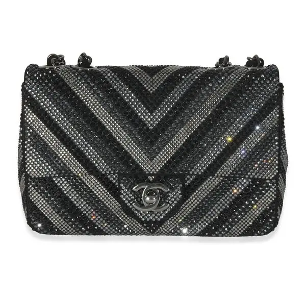 Chanel Strass Cc Chevron Flap Bag - Black