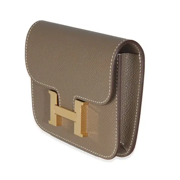 Hermès Etoupe Epsom Constance Slim Wallet Ghw