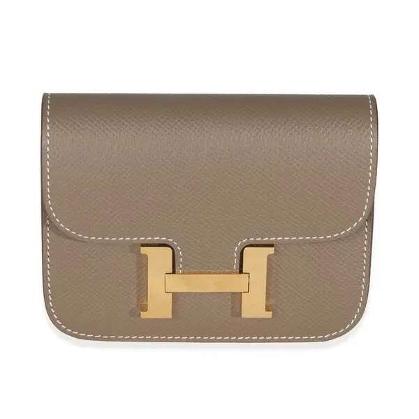 Hermès Etoupe Epsom Constance Slim Wallet Ghw - Gray