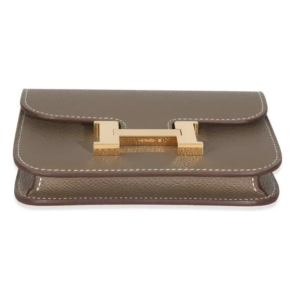 Hermès Etoupe Epsom Constance Slim Wallet Ghw - Gray