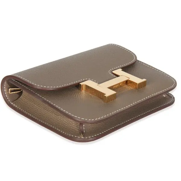 Hermès Etoupe Epsom Constance Slim Wallet Ghw - Gray