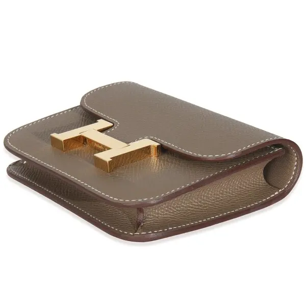 Hermès Etoupe Epsom Constance Slim Wallet Ghw - Gray
