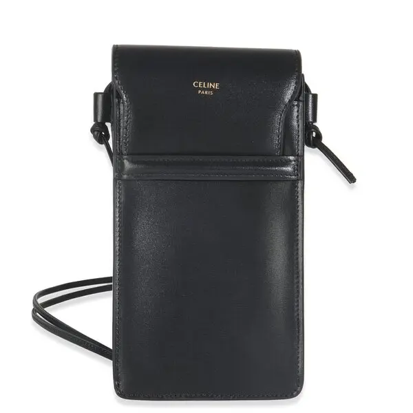 Celine Smooth Calfskin Flap Phone Pouch - Black