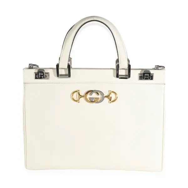 Gucci Mystic Grainy Calfskin Zumi Top Handle Bag - White