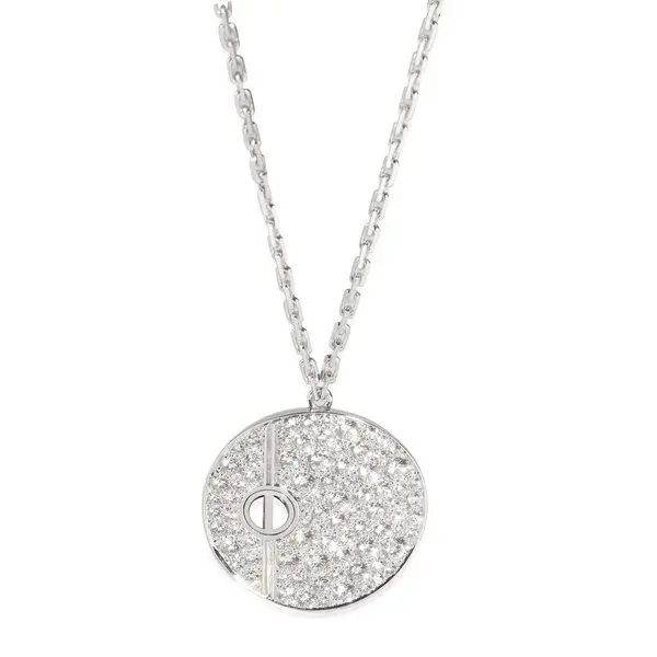 Cartier Diamond & Black Ceramic Love Pendant - White_gold