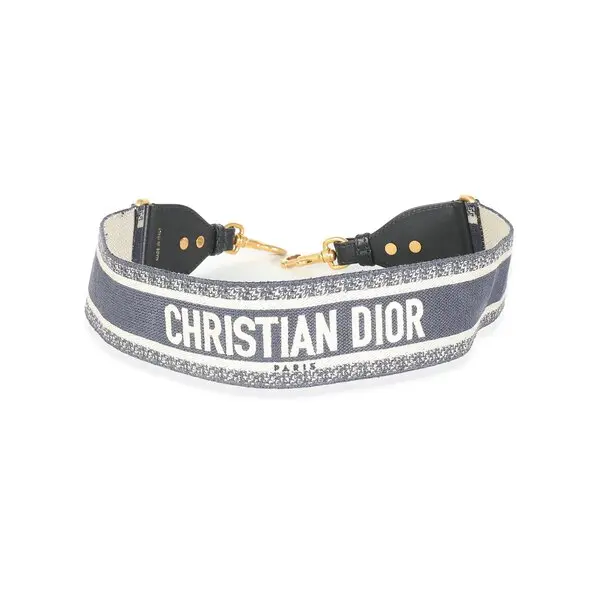 Dior Logo Embroidered Adjustable Shoulder Strap - Blue