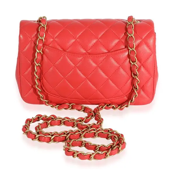 Chanel Coral Quilted Lambskin Rectangular Classic Flap Bag