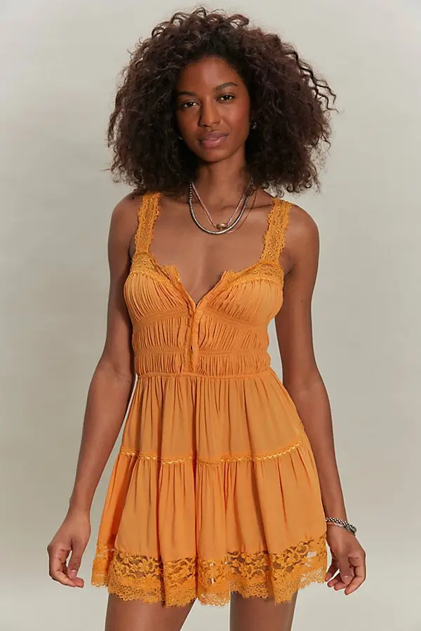 Free People Mini Slip With Lace Trim - Iceland Poppy