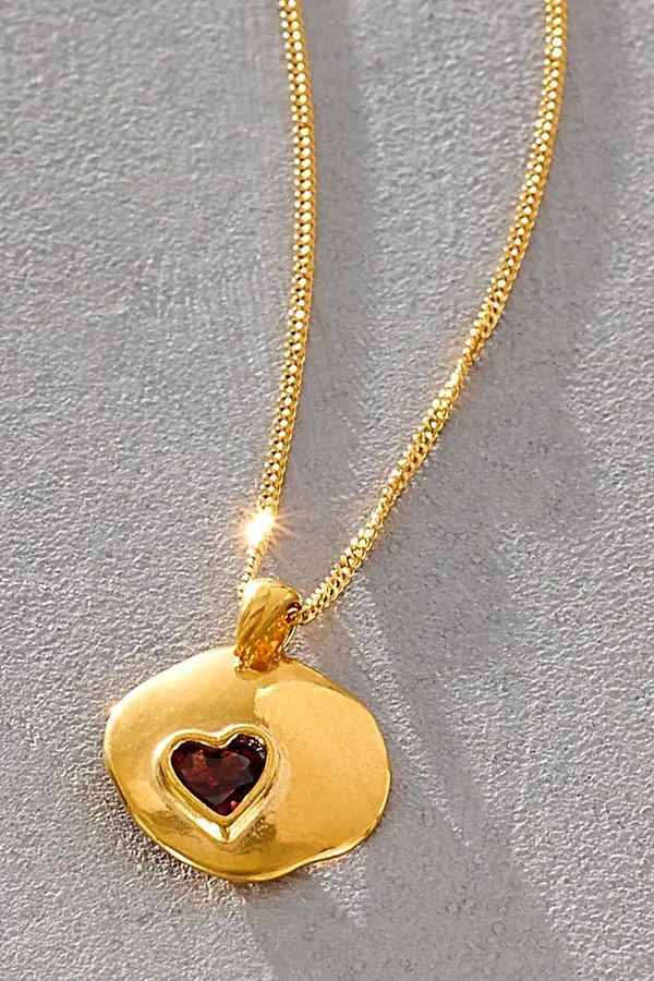 Chan Luu Garnet Heart Pendant Necklace - Gold/garnet
