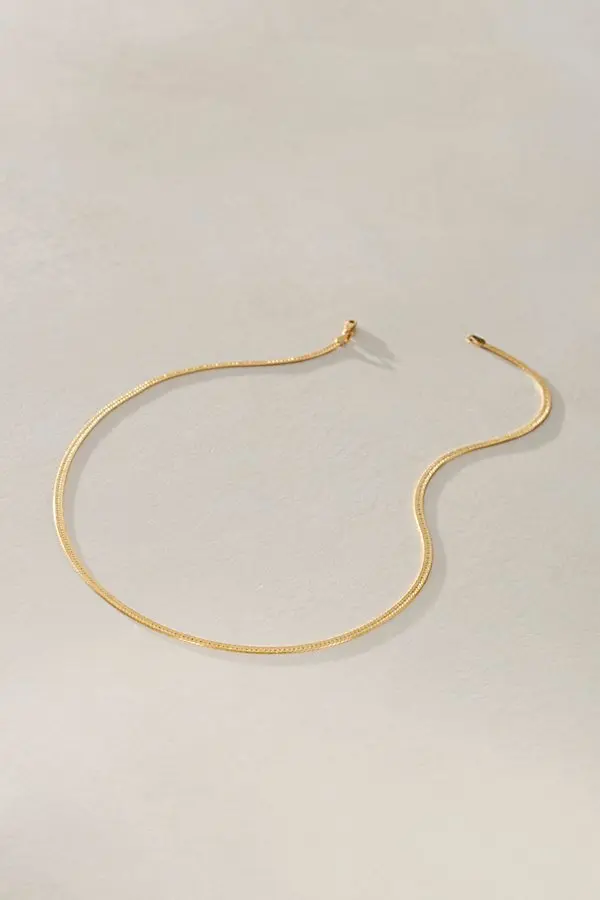 OXB JEWELRY Filled Herringbone Necklace - Gold