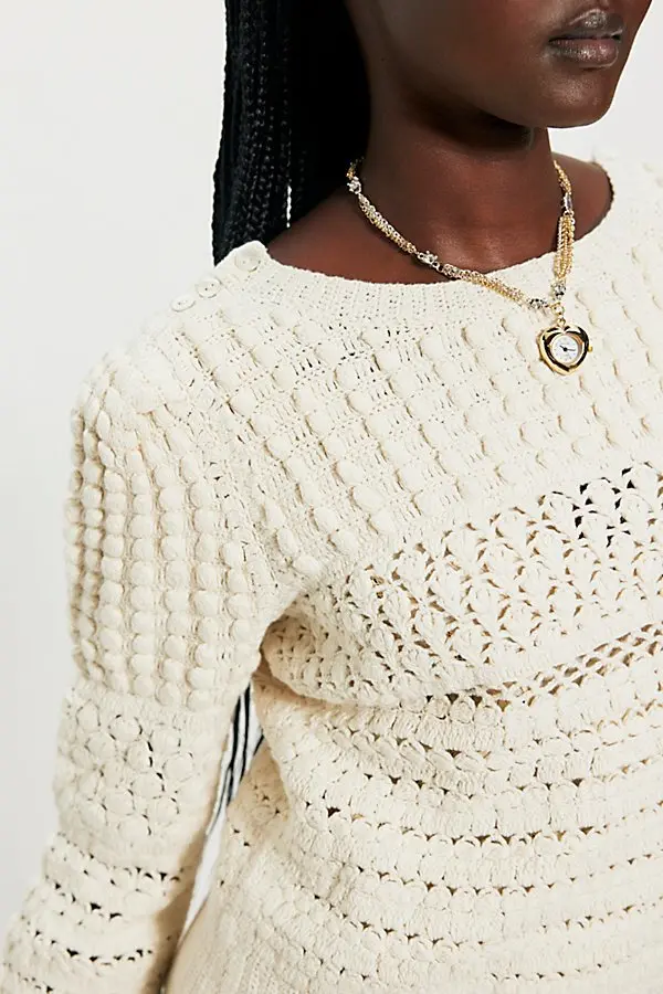 Free People Crochet Pullover - Ivory