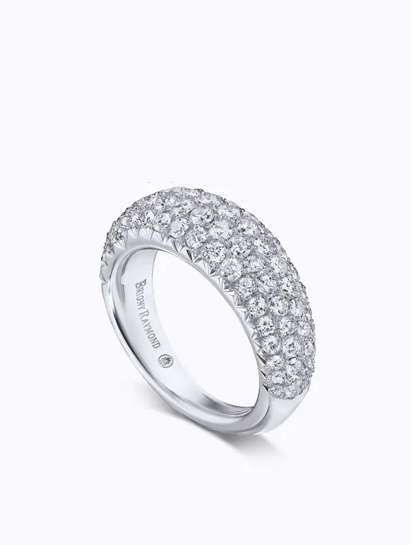 BRIONY RAYMOND Toile Diamond Bombé Ring - 18 Karat White Gold