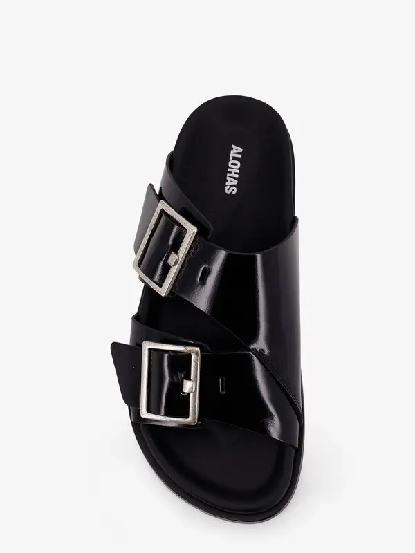 ALOHAS Alba Low Leather Sandals - Black