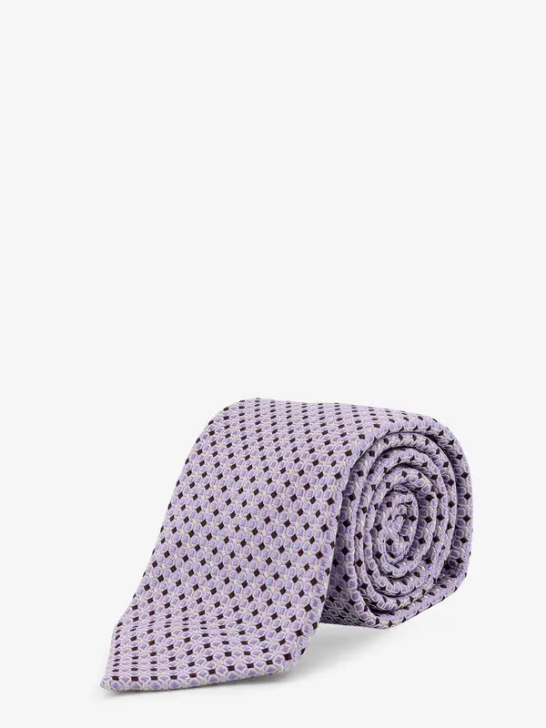 NUGNES 1920 Silk Micro-pattern Tie - Purple