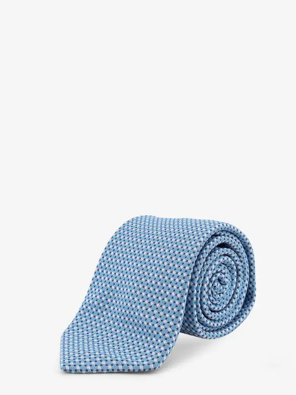 NUGNES 1920 Silk Micro-pattern Tie - Blue