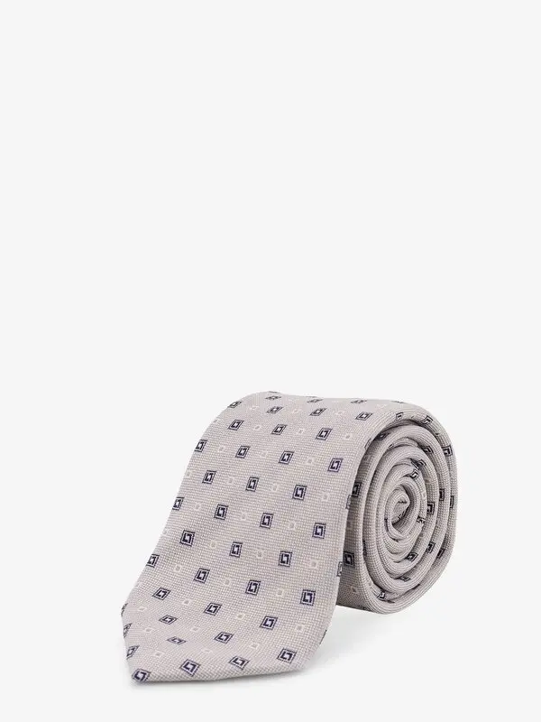 NUGNES 1920 Geometric Silk Tie - Grey