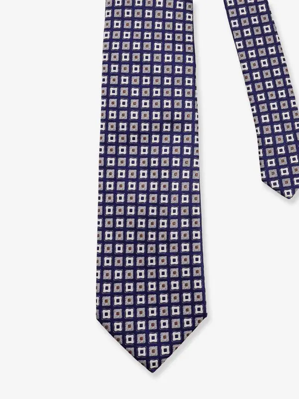 NUGNES 1920 Silk Micro-pattern Neck Tie - Blue