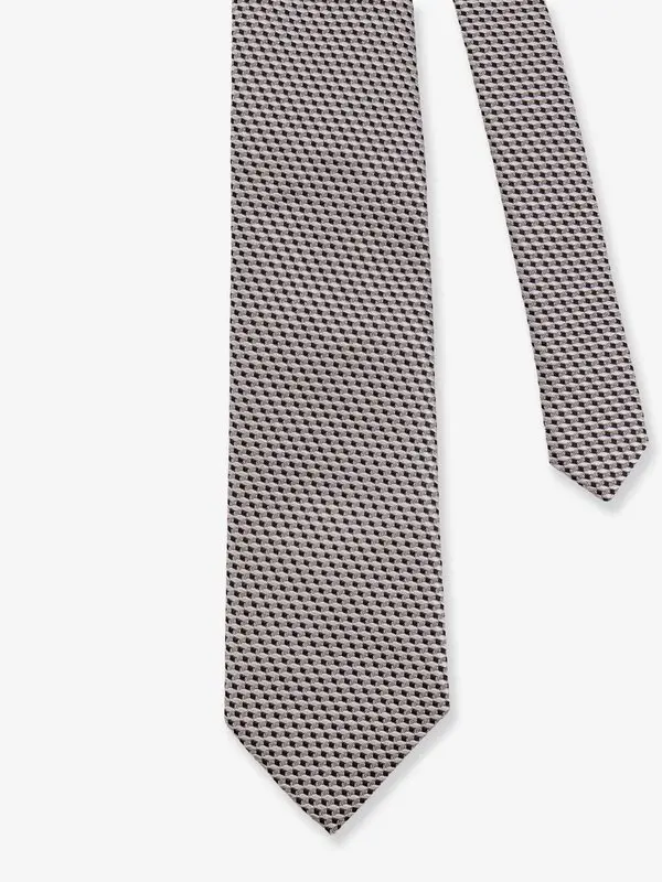 NUGNES 1920 Silk Micro-pattern Neck Tie - Grey