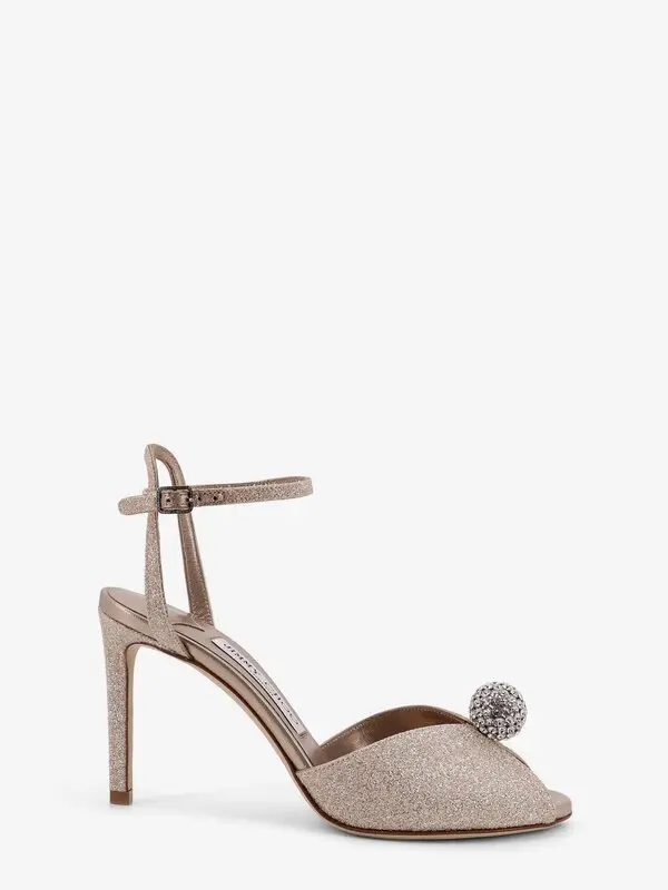 JIMMY CHOO Sacora Glitter Leather Sandals