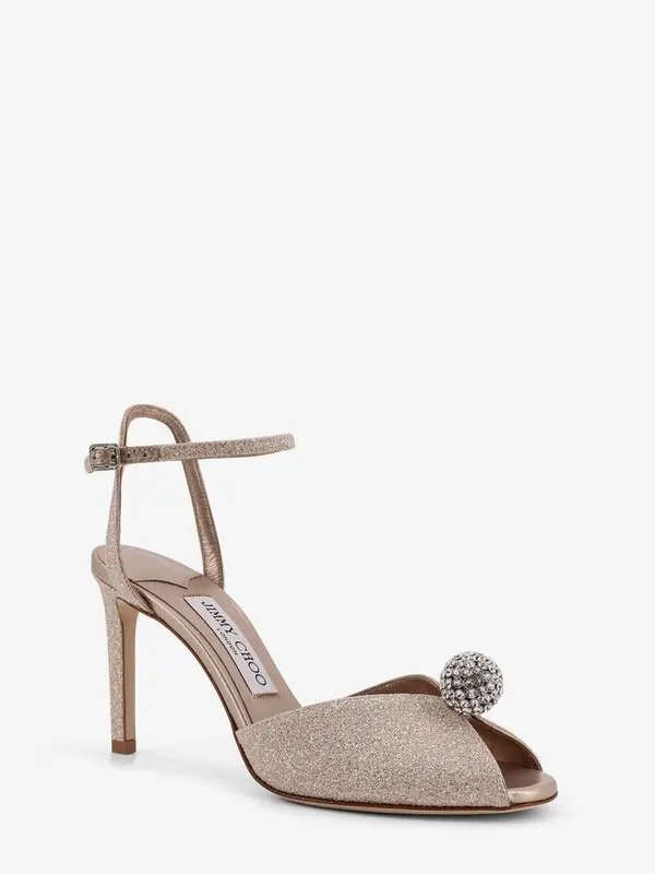 JIMMY CHOO Sacora Glitter Leather Sandals
