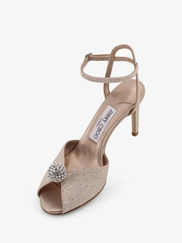 JIMMY CHOO Sacora Glitter Leather Sandals