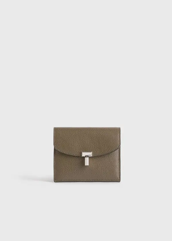 TOTEME T-lock Grained-leather Cardholder - Dark Taupe