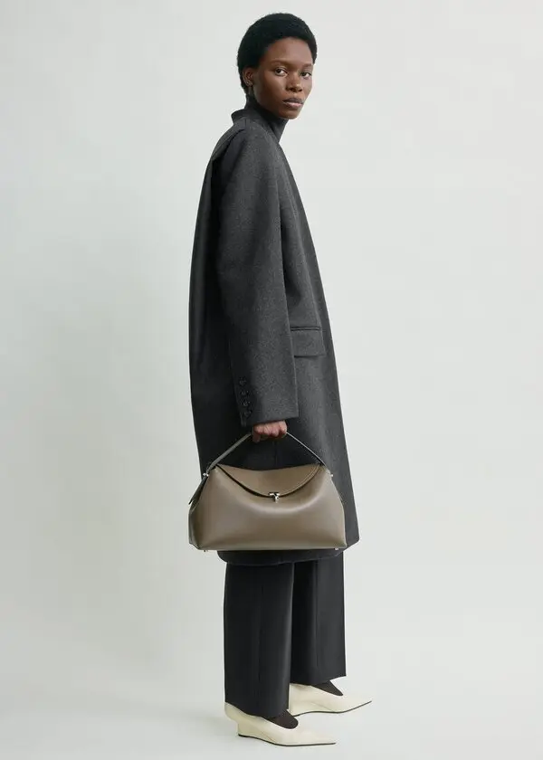 TOTEME T-lock Grained-leather Top Handle - Brown