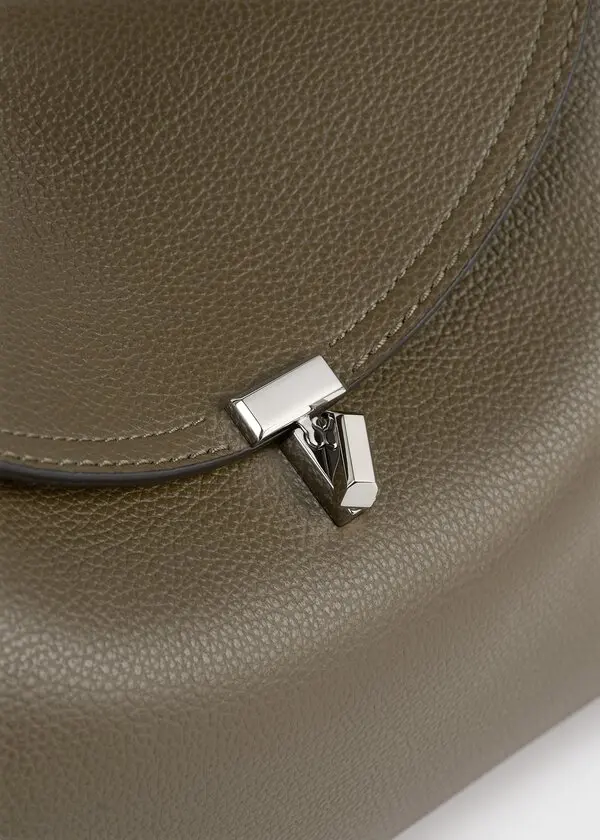 TOTEME T-lock Grained-leather Top Handle - Brown