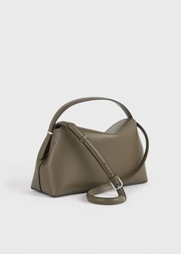 TOTEME T-lock Grained-leather Top Handle - Dark Taupe