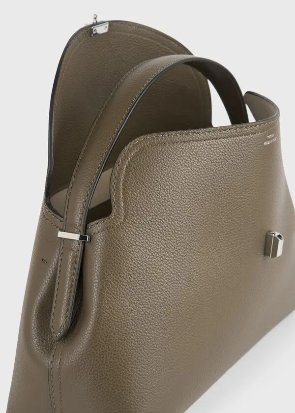 TOTEME T-lock Grained-leather Top Handle - Dark Taupe