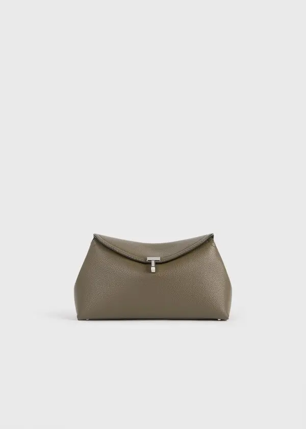 TOTEME T-lock Grained-leather Clutch