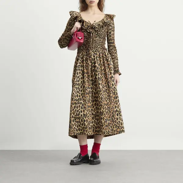 DAMSON MADDER Harper Shirred Midi Dress
