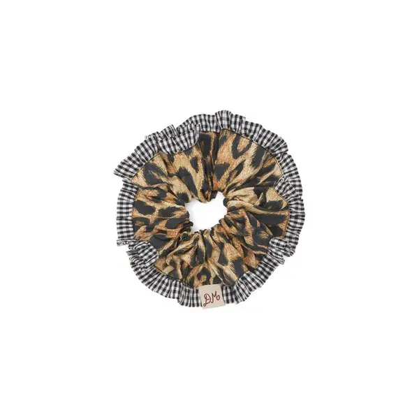DAMSON MADDER Frill Edge Print Scrunchie - Leopard
