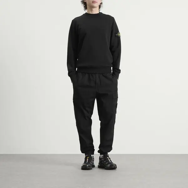 Stone Island Garment Dyed Crew Neck Sweatshirt - Black