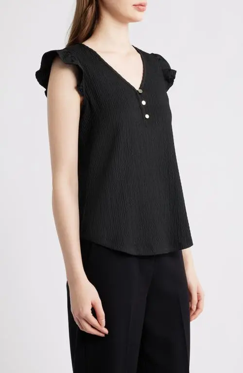 Anne Klein Button-front Ruffle Sleeve Top