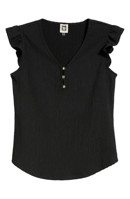 Anne Klein Button-front Ruffle Sleeve Top