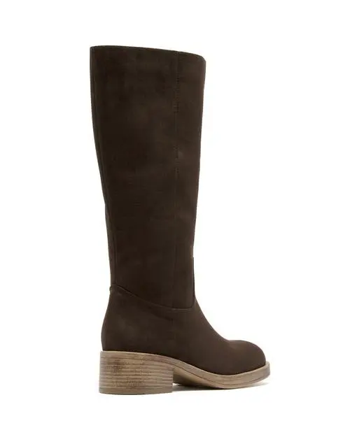 THERAPY AUSTRALIA Fever Square Toe Tall Boots - Chocolate Faux Suede