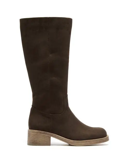 THERAPY AUSTRALIA Fever Square Toe Tall Boots - Chocolate Faux Suede