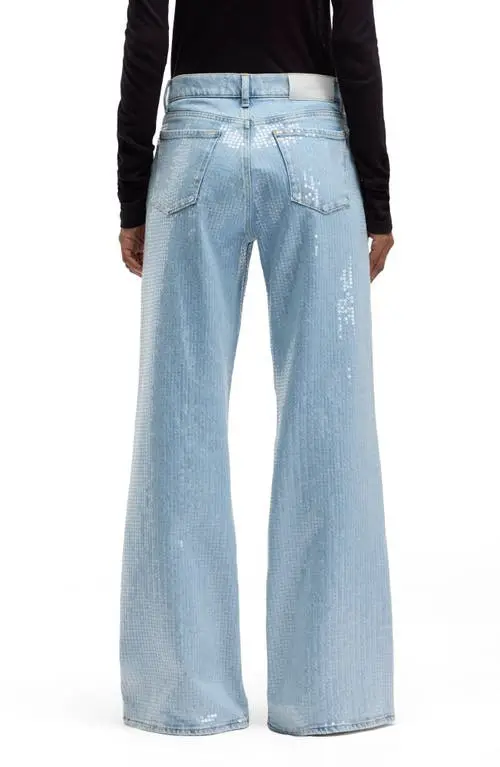 7 For All Mankind Lotta Sequin Wide Leg Stretch Jeans - Shimmer