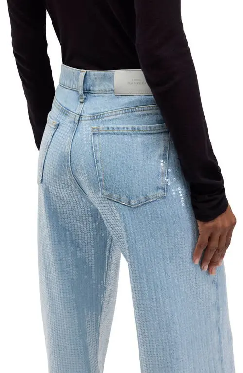 7 For All Mankind Lotta Sequin Wide Leg Stretch Jeans - Shimmer