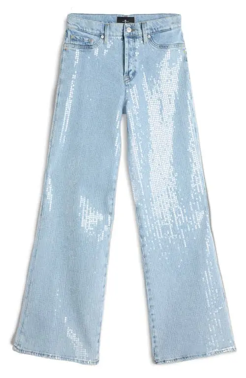 7 For All Mankind Lotta Sequin Wide Leg Stretch Jeans - Shimmer