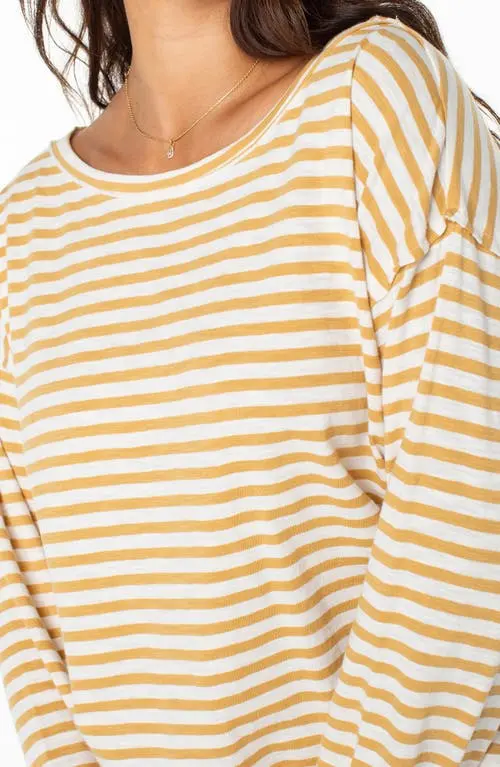 Roxy Striped Dolman-sleeve Pullover - Curry