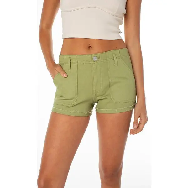 Roxy Lil Sunshine High-waisted Cuffed Shorts - Sage