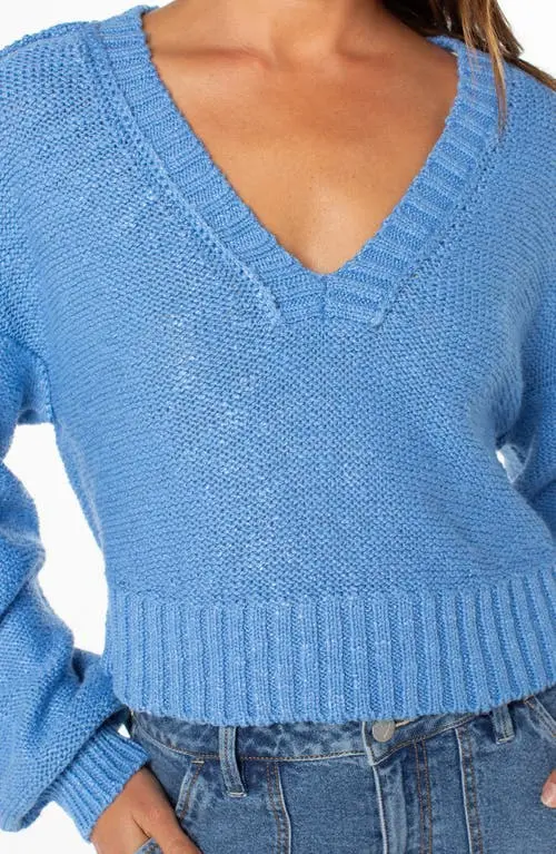 Roxy Study Hall V-neck Sweater - Silver Lake